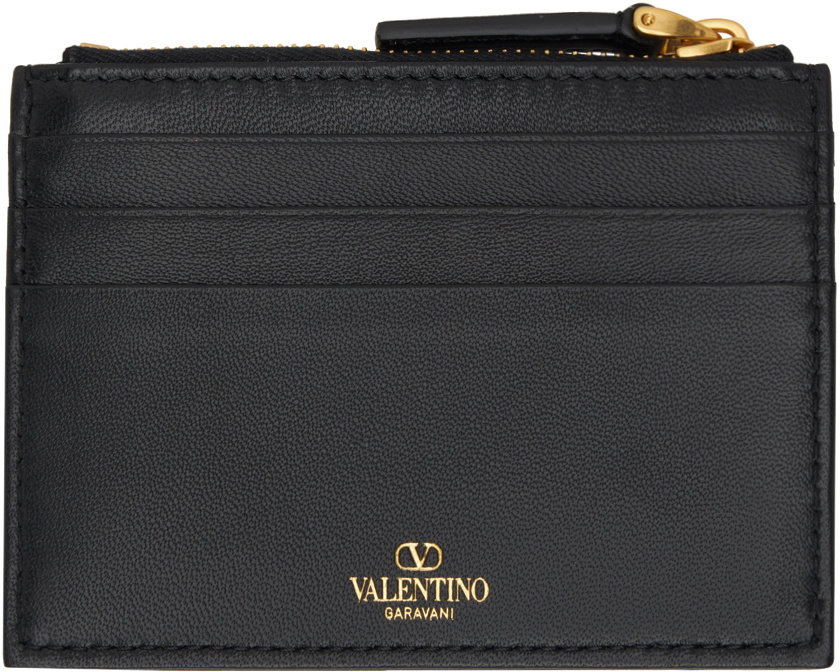 Valentino Garavani Black Roman Stud Card Holder Valentino Garavani