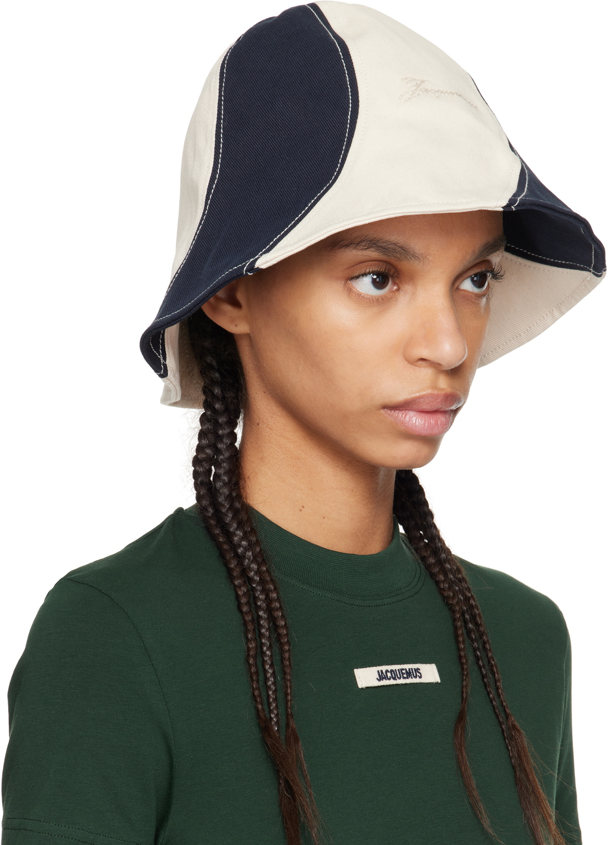 JACQUEMUS Off-White & Navy 'Le Bob Gelato' Bucket Hat Jacquemus