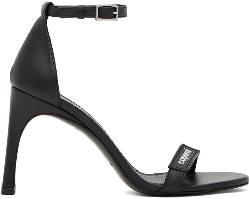 Coperni Black Skinny Strap Logo Heeled Sandals Coperni