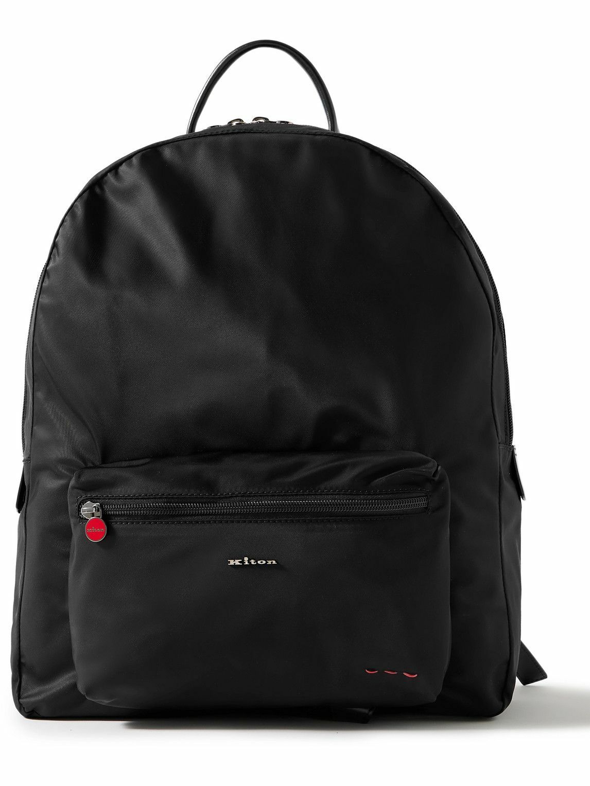 Kiton - Leather-Trimmed Logo-Embellished Nylon Backpack Kiton