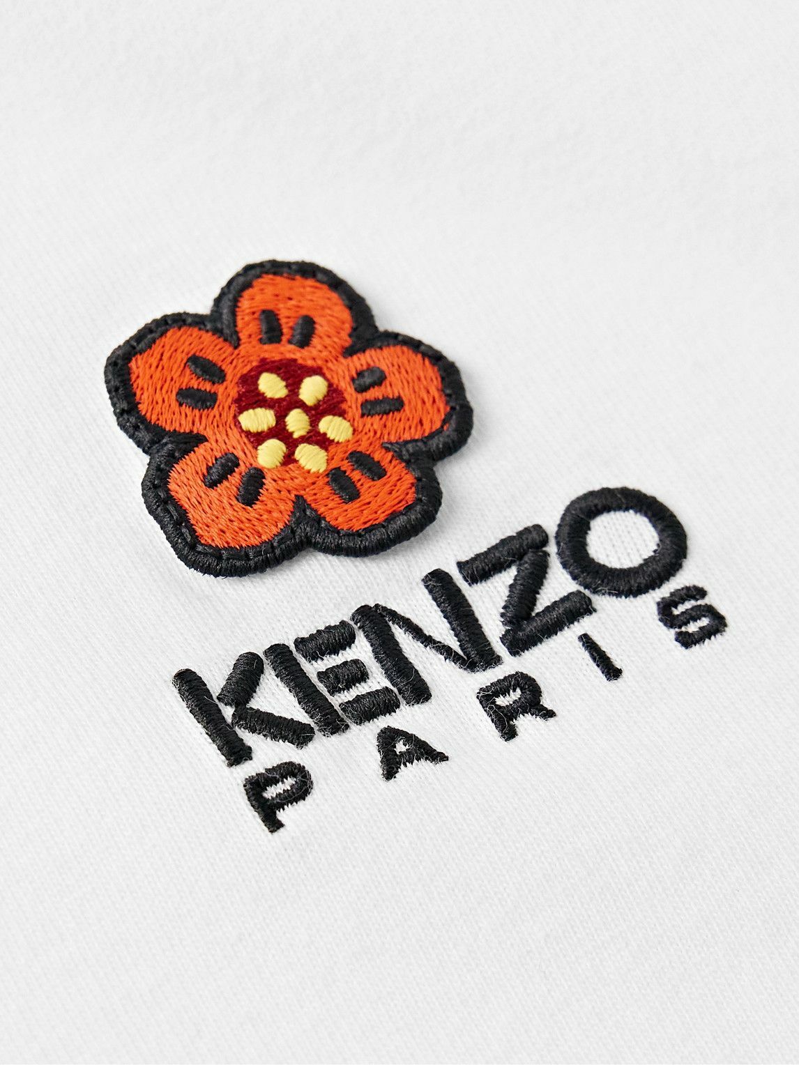 KENZO - Appliquéd Logo-Embroidered Cotton-Jersey T-Shirt - White Kenzo