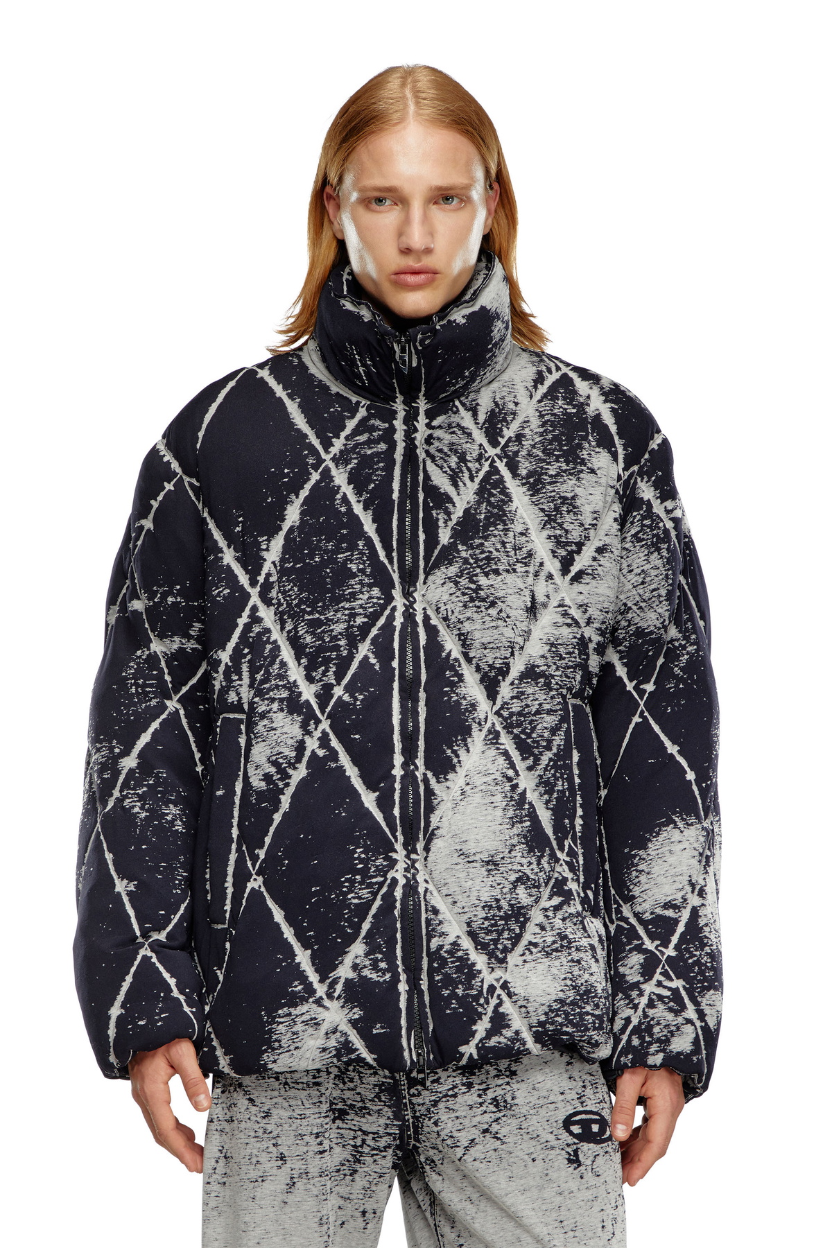 Diesel Puffer jacket in burn-out jersey - Winter Jackets Mens in Black ...
