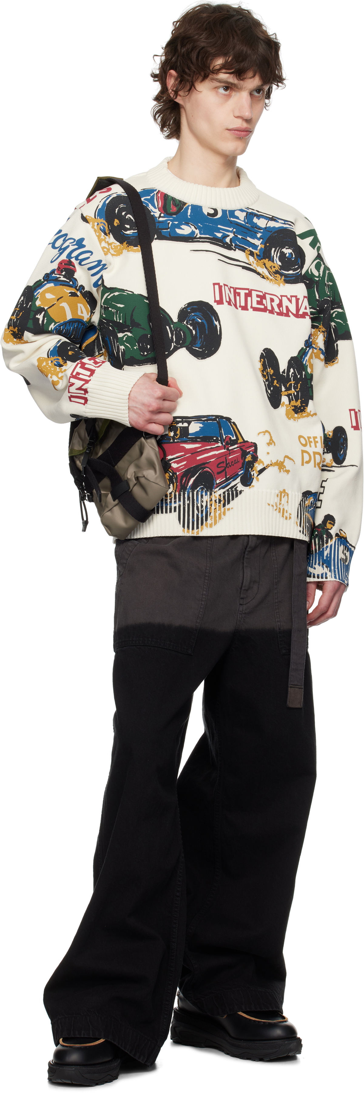 sacai Off-White Car Race Print Sweater Sacai