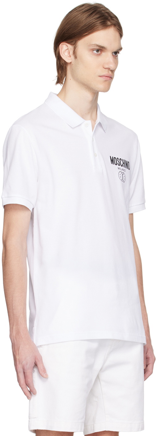 Moschino White Printed Polo Moschino