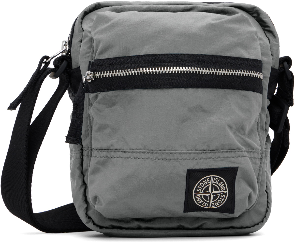 Stone Island Gray 9200015 Coated Nylon Metal ECONYL Pouch Stone Island