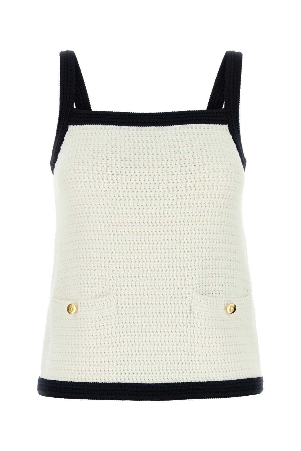 Gucci White Stretch Crochet Tank Top Gucci