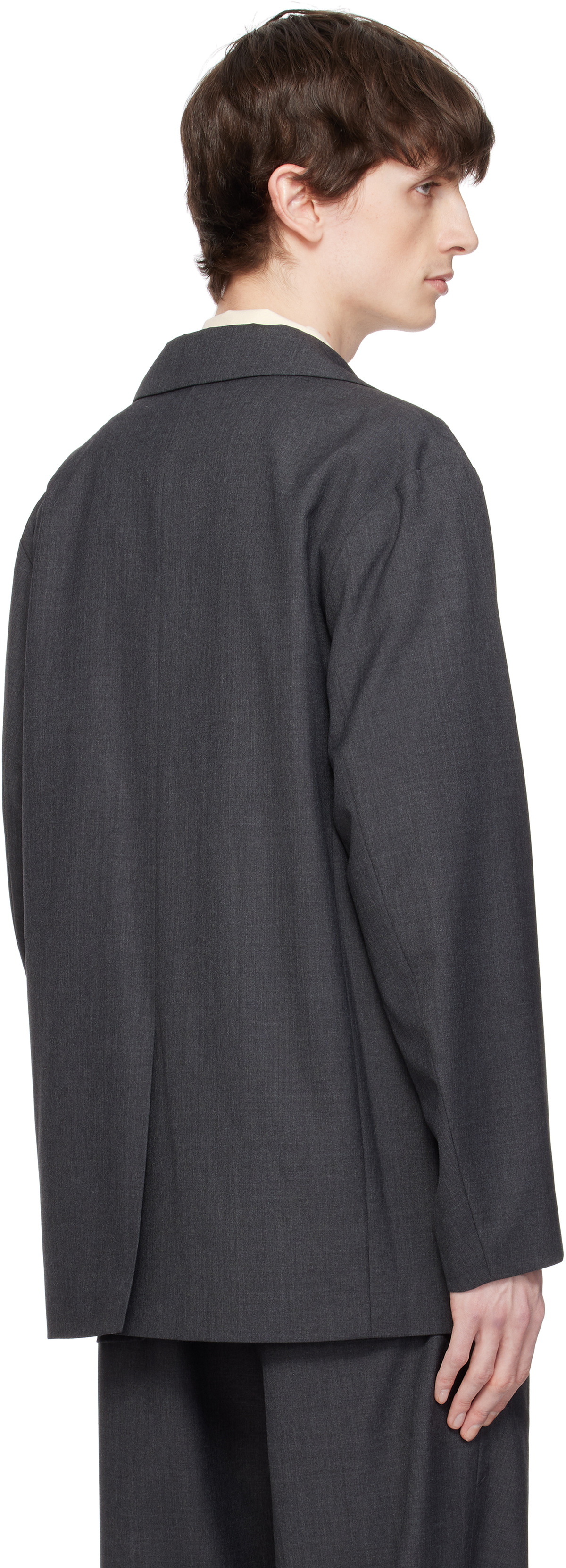 DOCUMENT Gray English Wool 3 Button Blazer DOCUMENT