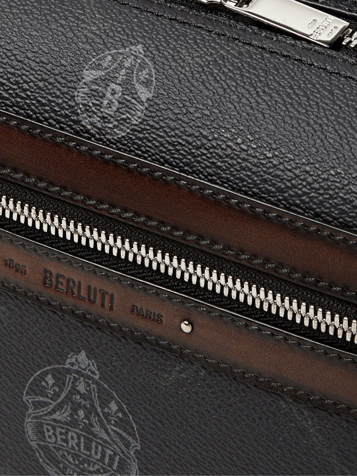 Berluti - Logo-Print Virée Canvas and Leather Wash Bag Berluti