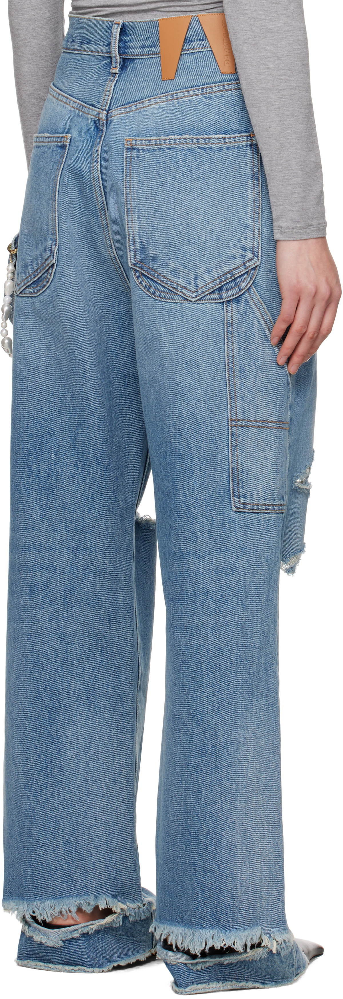 DARKPARK Blue Lisa Chain Adorned Loose Fit Carpenter Jeans DARKPARK