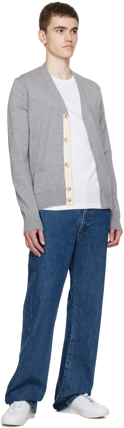 Maison Kitsuné Gray Tricolor Fox Cardigan Maison Kitsune