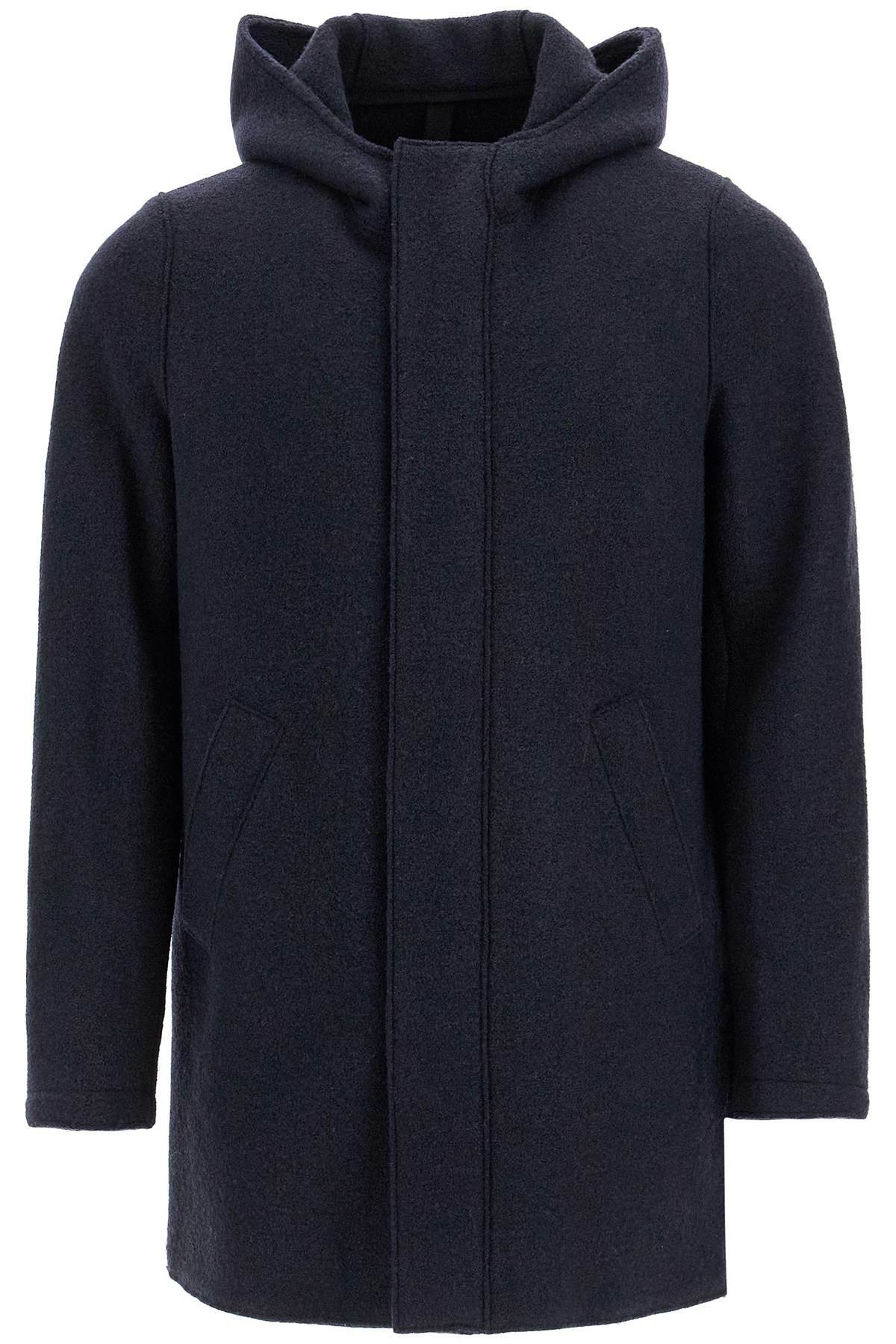 HARRIS WHARF LONDON hooded wool coat in boiled wool Blue Harris Wharf ...
