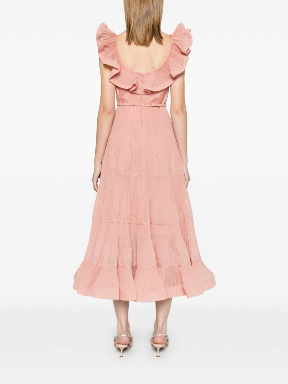 ZIMMERMANN Pink Pleated Frill Dress Zimmermann