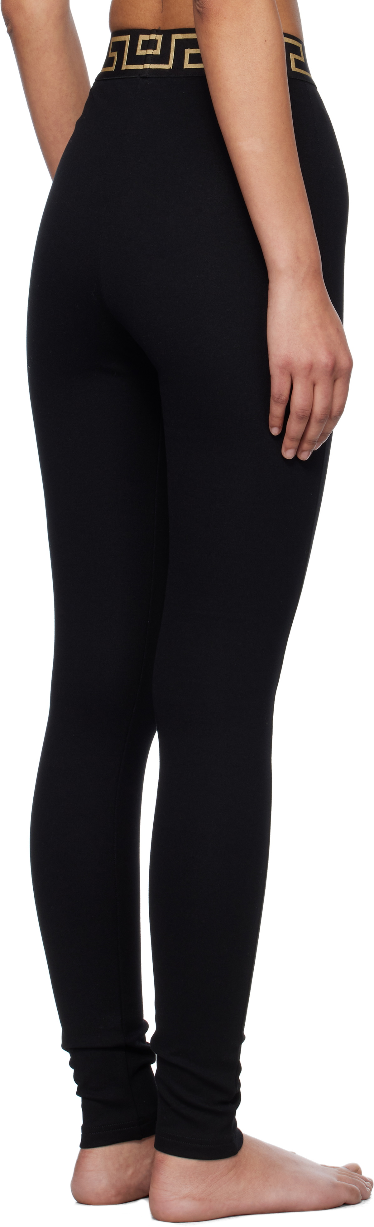 Versace Underwear Black Greca Border Leggings Versace Underwear