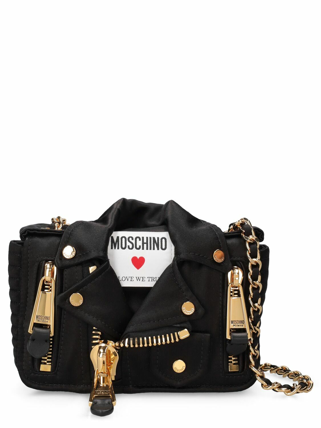 MOSCHINO - In Love We Trust Biker Satin Bag Moschino