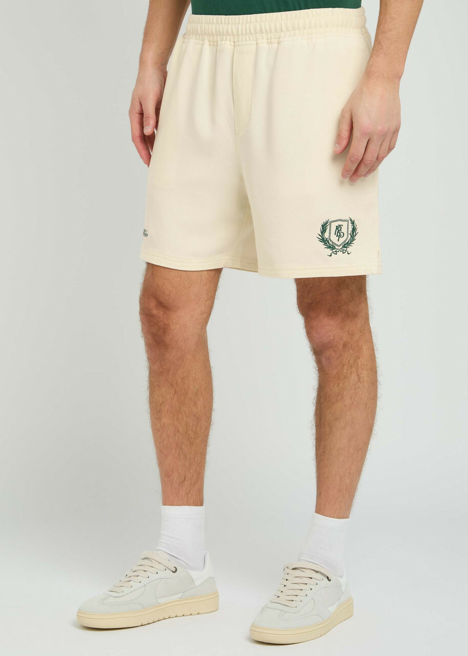 Represent Crest Logo-embroidered Twill Shorts Off White Represent