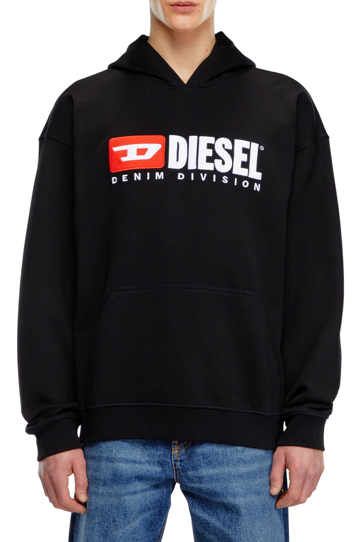 Diesel Hoodie with embroidered Diesel patches - Sweaters Mens in Black Diesel