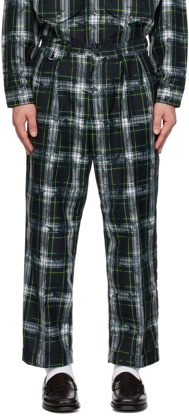 BEAMS PLUS Navy & Green Check Trousers Beams Plus
