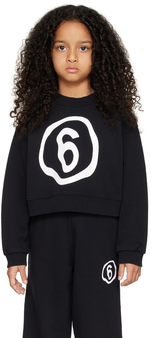 MM6 Maison Margiela Kids Black Cropped Sweatshirt MM6 Maison Margiela