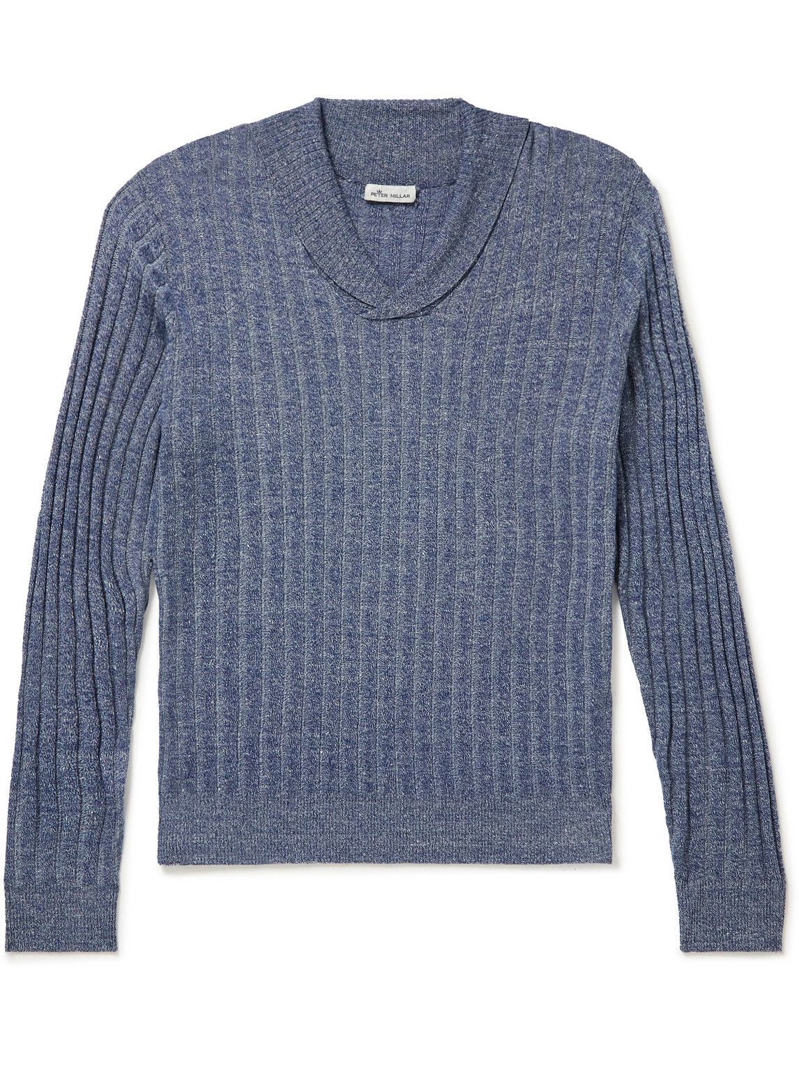 Peter Millar - Naples Shawl-Collar Ribbed-Knit Sweater - Blue Peter Millar