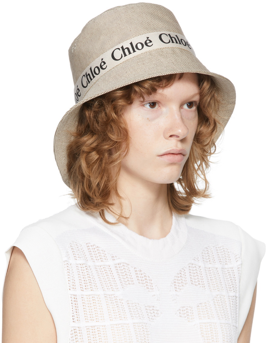 Chloé Beige Logo Beach Hat Chloe