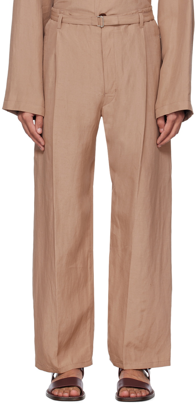 LEMAIRE Brown Belted Easy Trousers Lemaire
