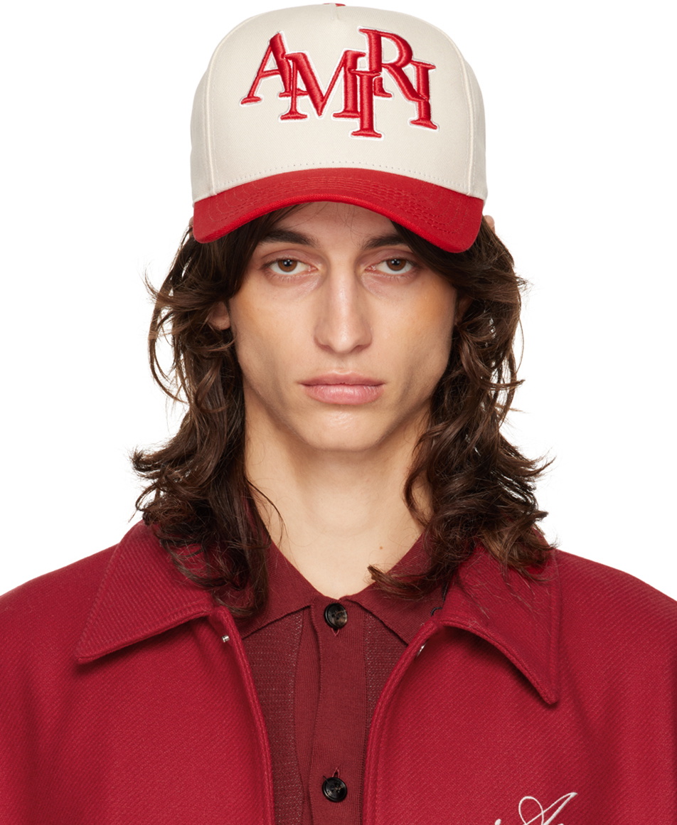 AMIRI Beige & Red 'MA' Canvas Cap Amiri