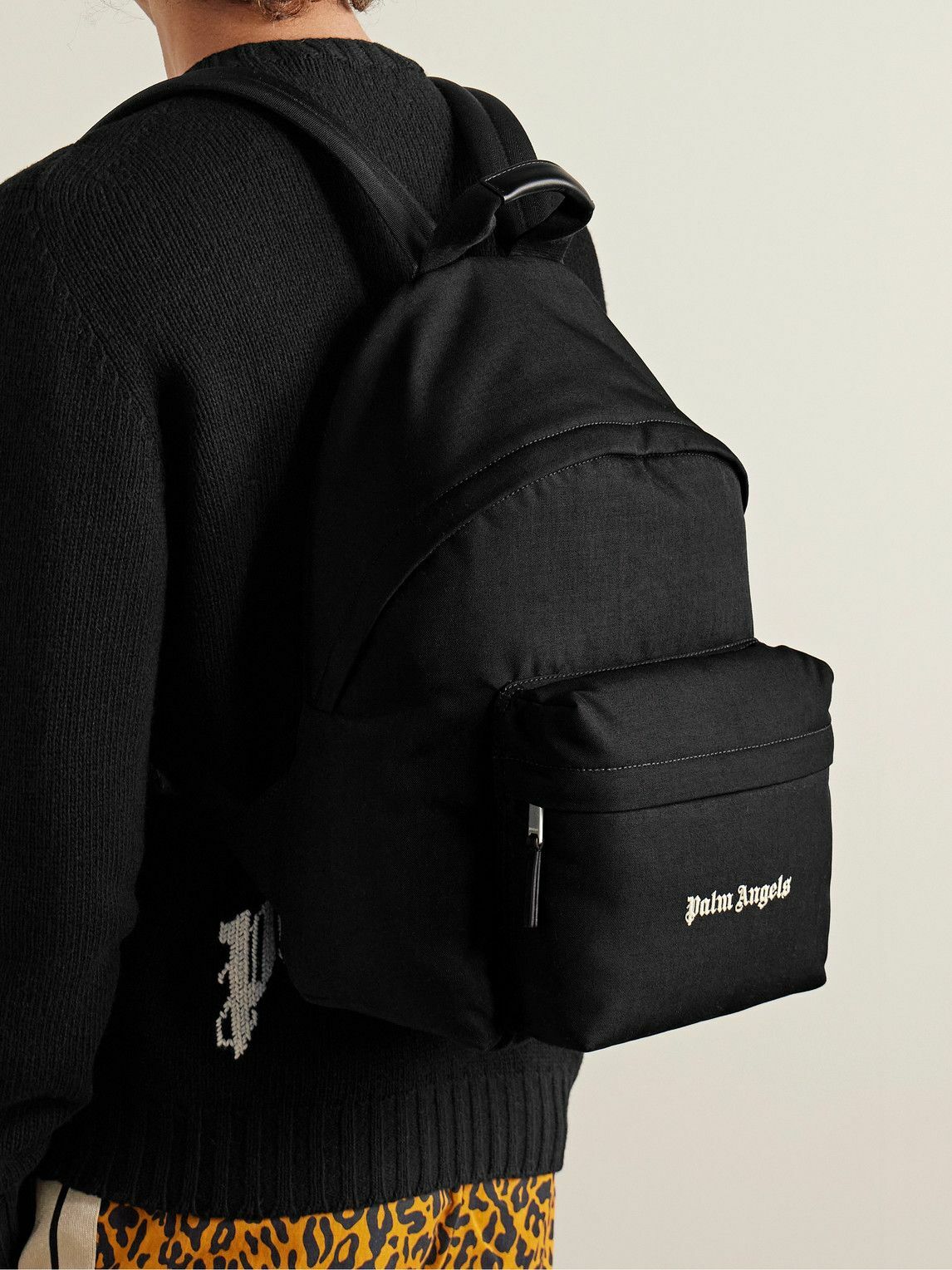 Palm Angels - Leather-Trimmed Logo-Embroidered CORDURA® Backpack Palm ...