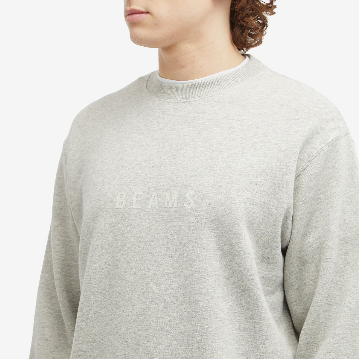 BEAMS Men's Logo Crew Sweatshirt in Grey Beams Boy