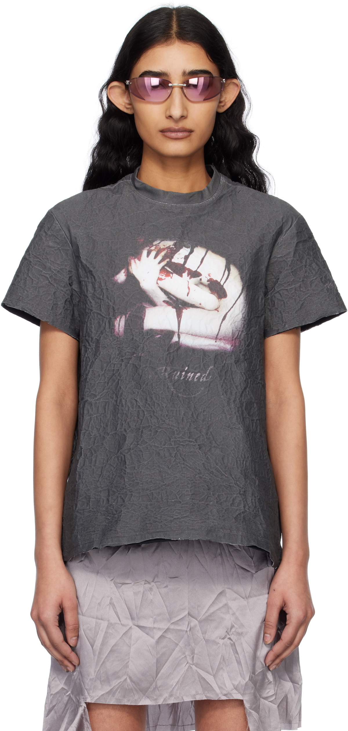 Liza Keane Gray Metal T-shirt Liza Keane
