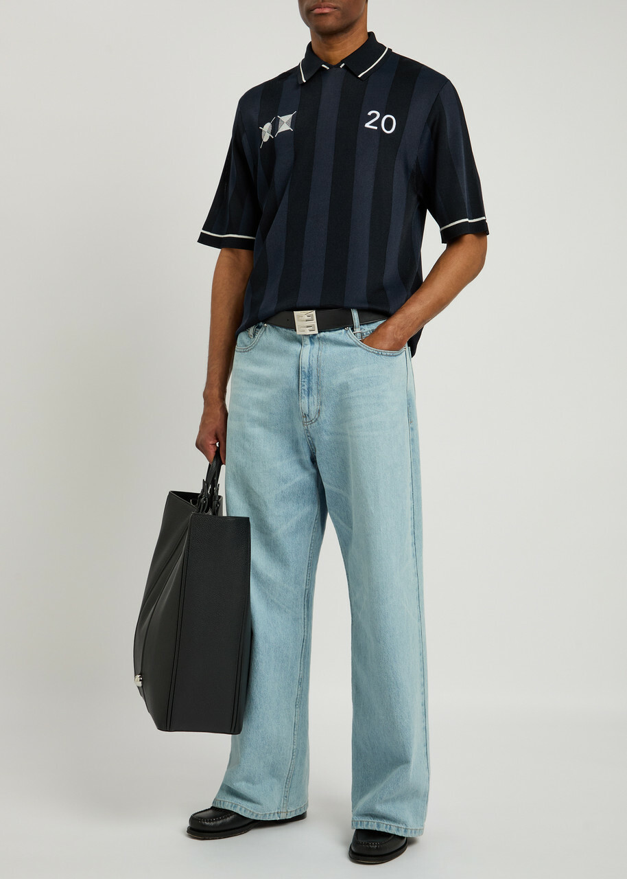 Jacquemus Le Polo Liga Knitted Polo Shirt Navy Jacquemus