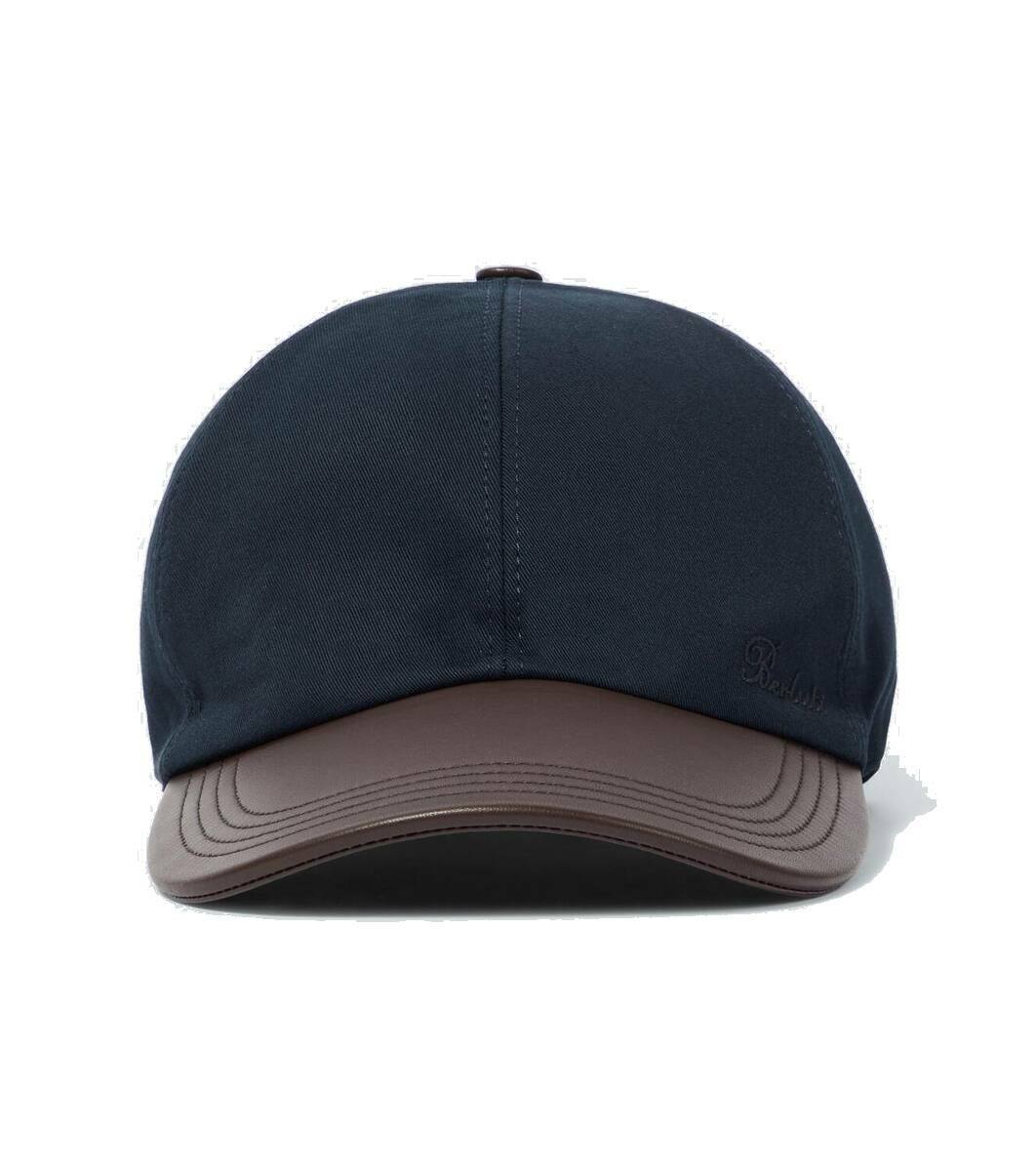 Berluti Leather-trimmed cotton baseball cap Berluti