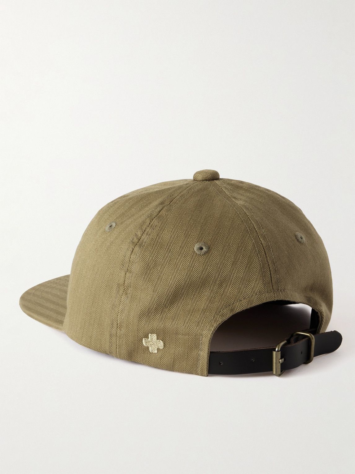 Beams Plus - Logo-Embroidered Leather-Trimmed Herringbone Cotton Cap ...