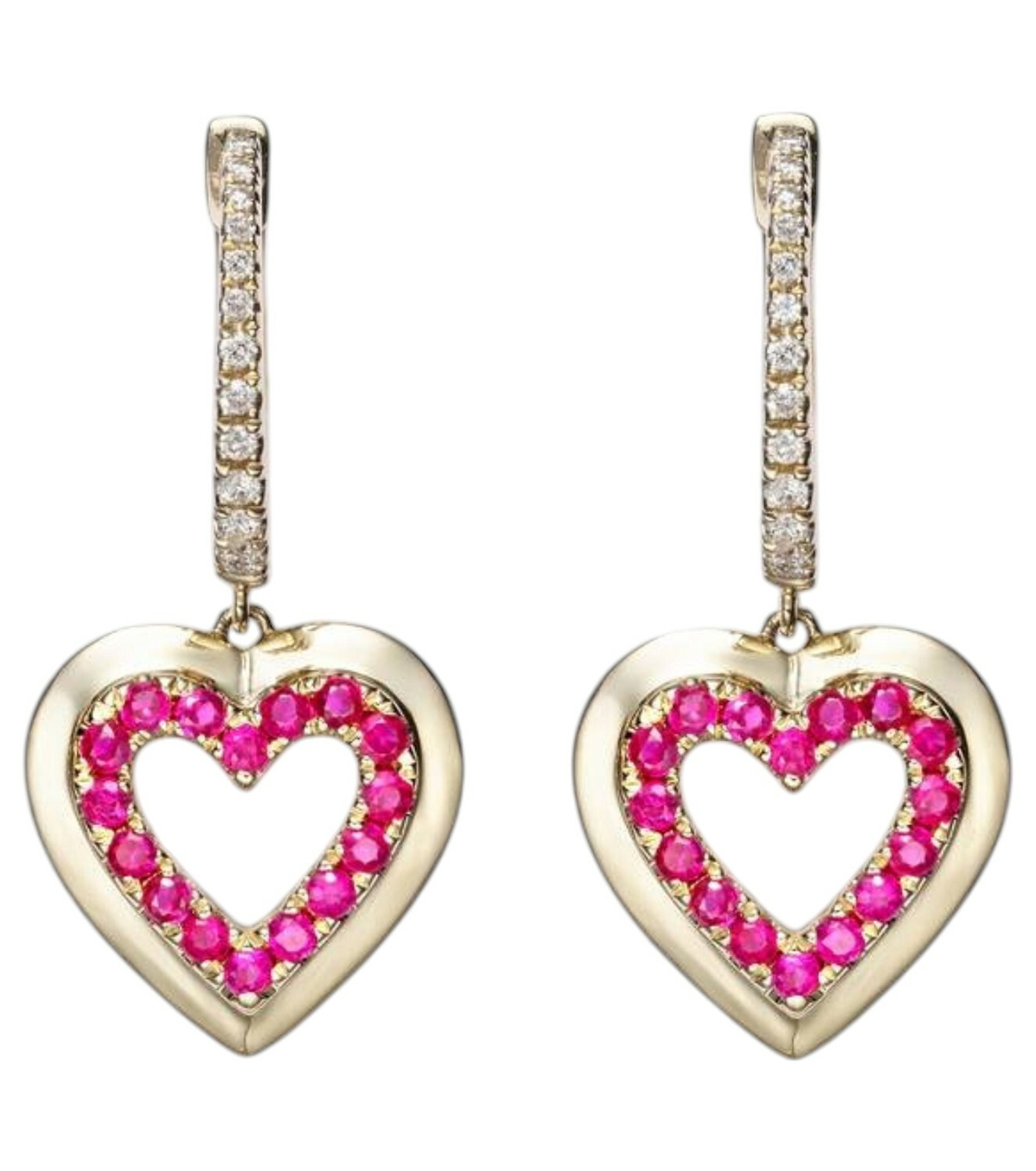 Roxanne First 14kt gold hoop earrings with diamonds and sapphires ...