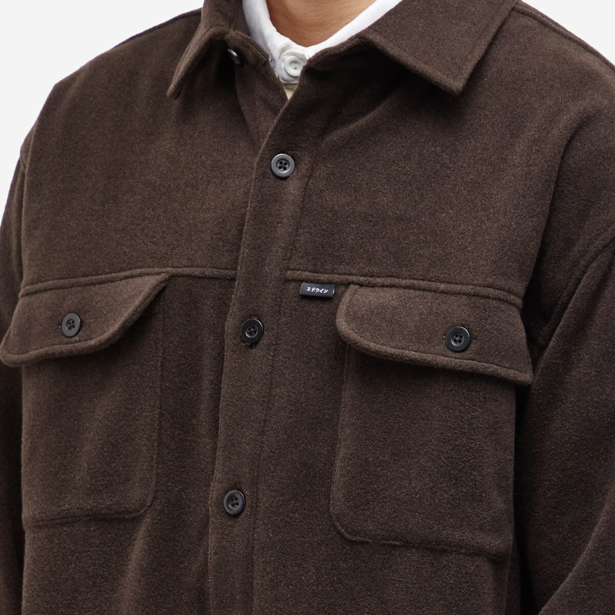 Edwin Men's Jowen Brushed Flannel Overshirt in Brown Edwin