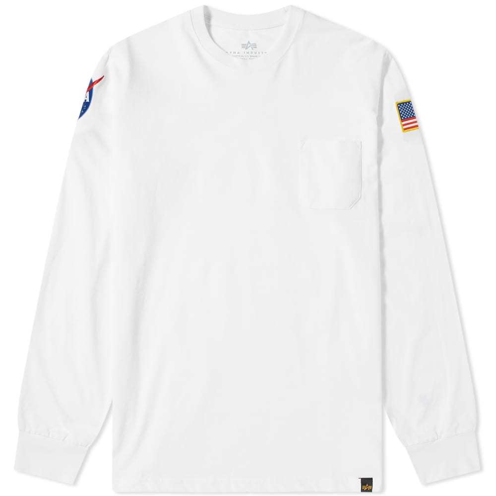 Alpha Industries Long Sleeve NASA Tee White Alpha Industries