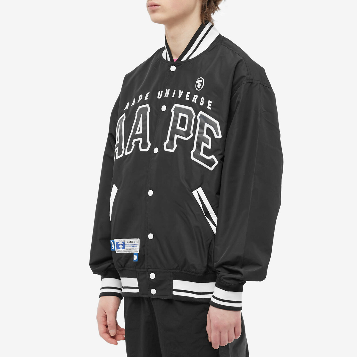 Men's AAPE Reversable Varsity Jacket in Black/Grey AAPE by A Bathing Ape