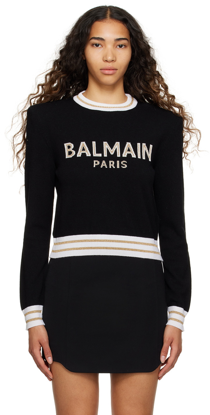 Balmain Black Cropped Sweater Balmain