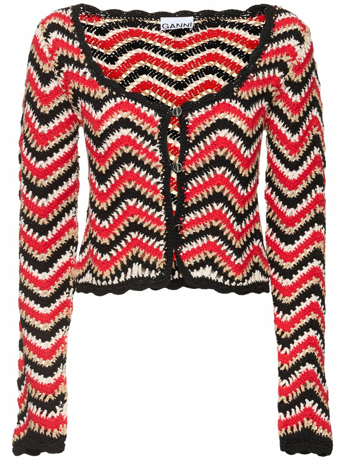 GANNI Cotton Crochet Cardigan GANNI