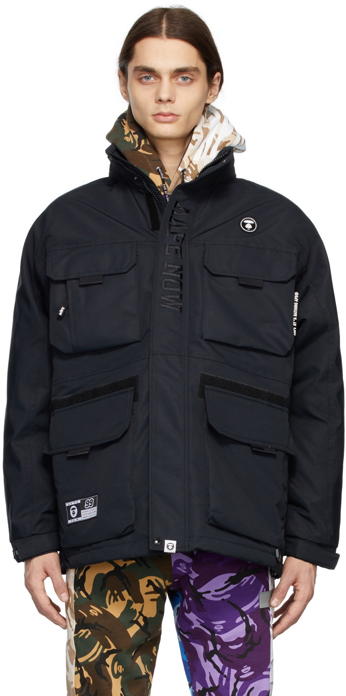 AAPE by A Bathing Ape Black Down Flap Pocket Jacket AAPE by A Bathing Ape