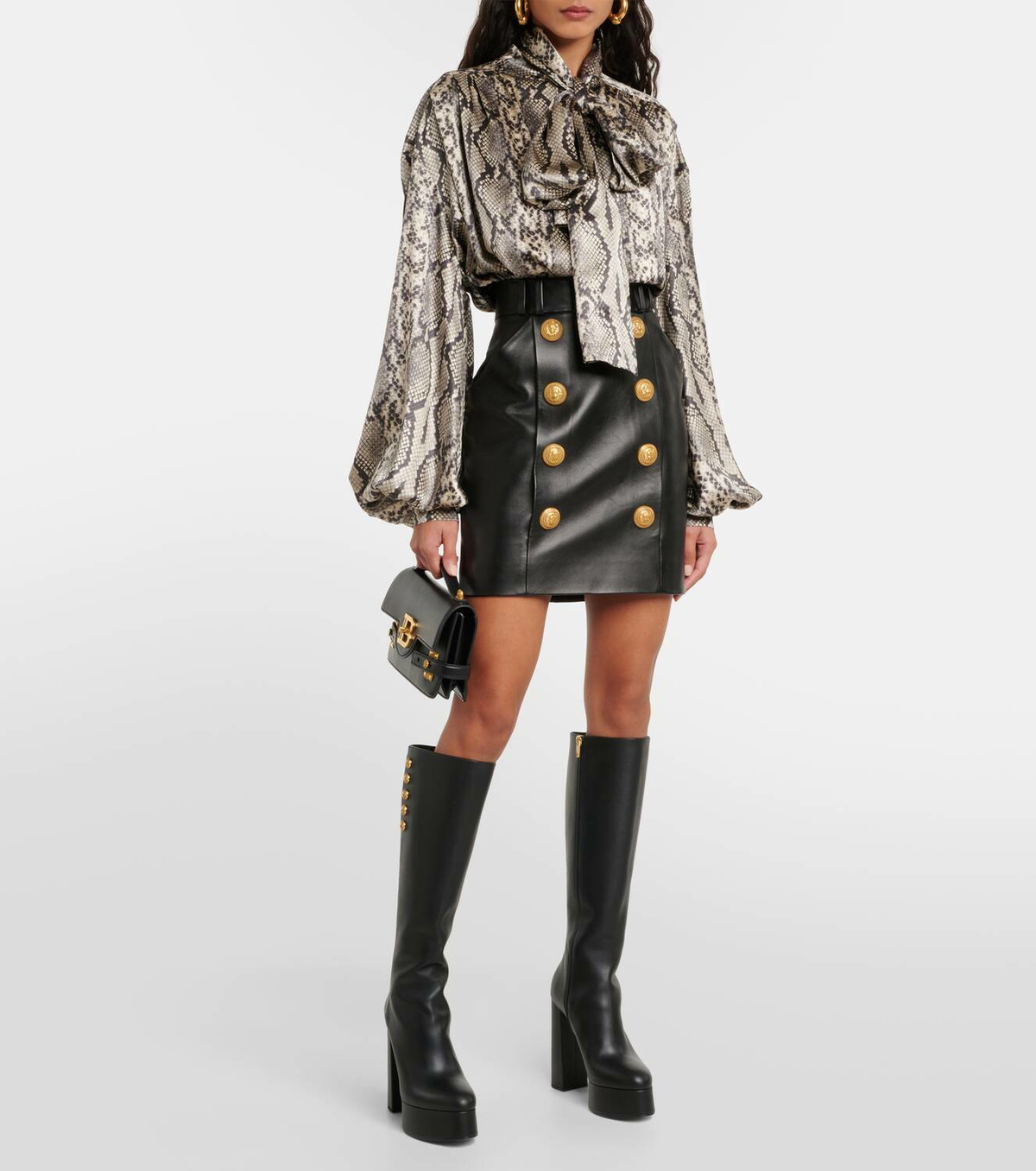 Balmain Snake-print tie-detail silk blouse Balmain