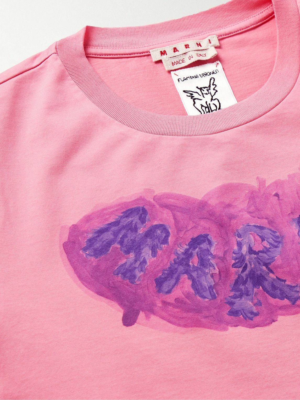 Marni - Flaminia Veronesi Logo-Print Cotton-Jersey T-Shirt - Pink Marni