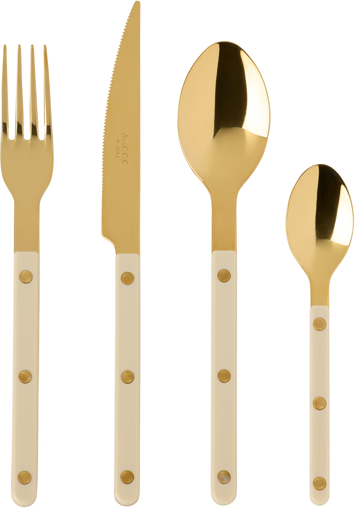 Sabre Gold & Beige Bistrot Solid Flatware Set, 4 pcs Sabre