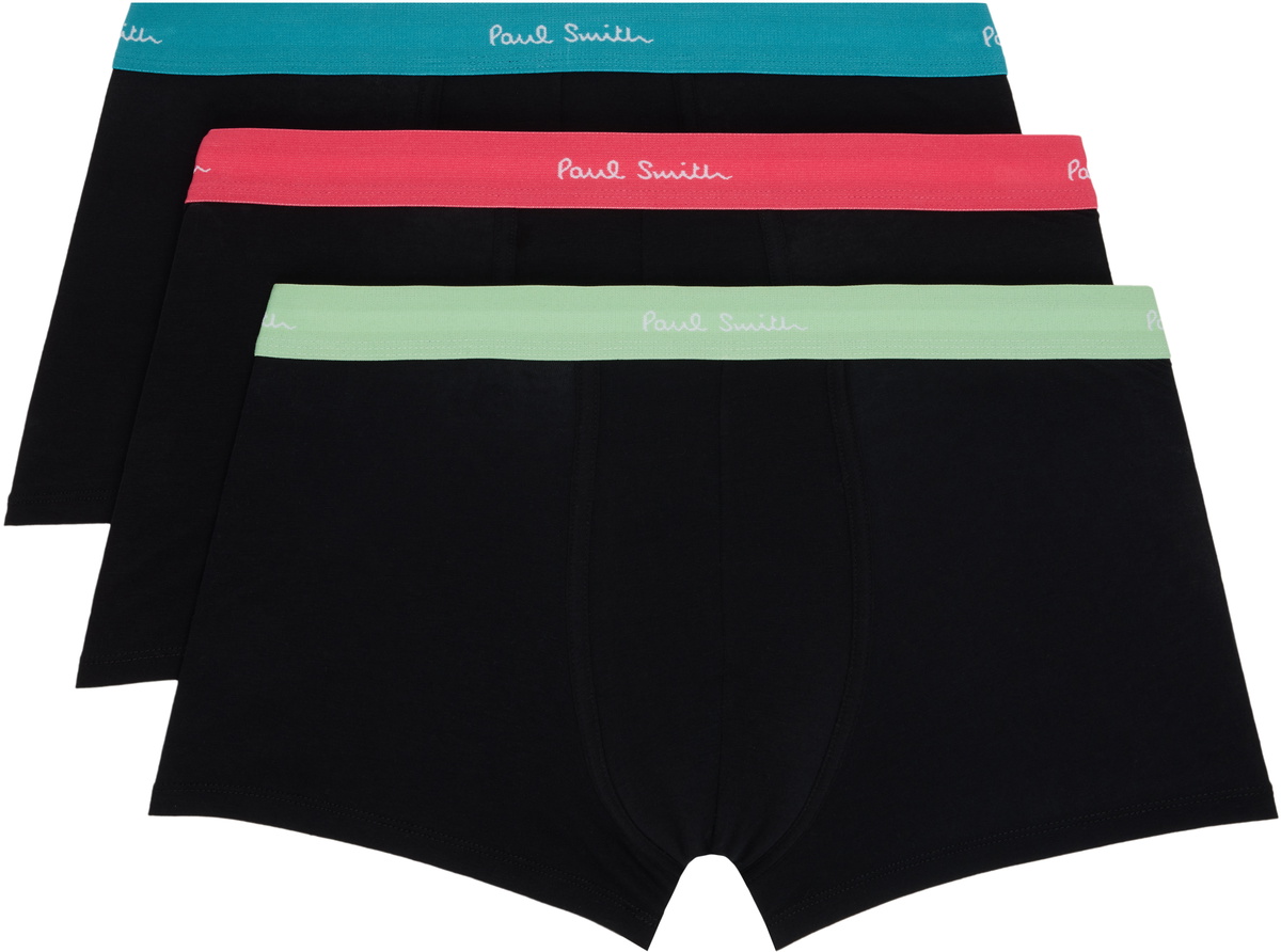 Paul Smith Three-Pack Black Contrast-Waist Boxer Briefs Paul Smith