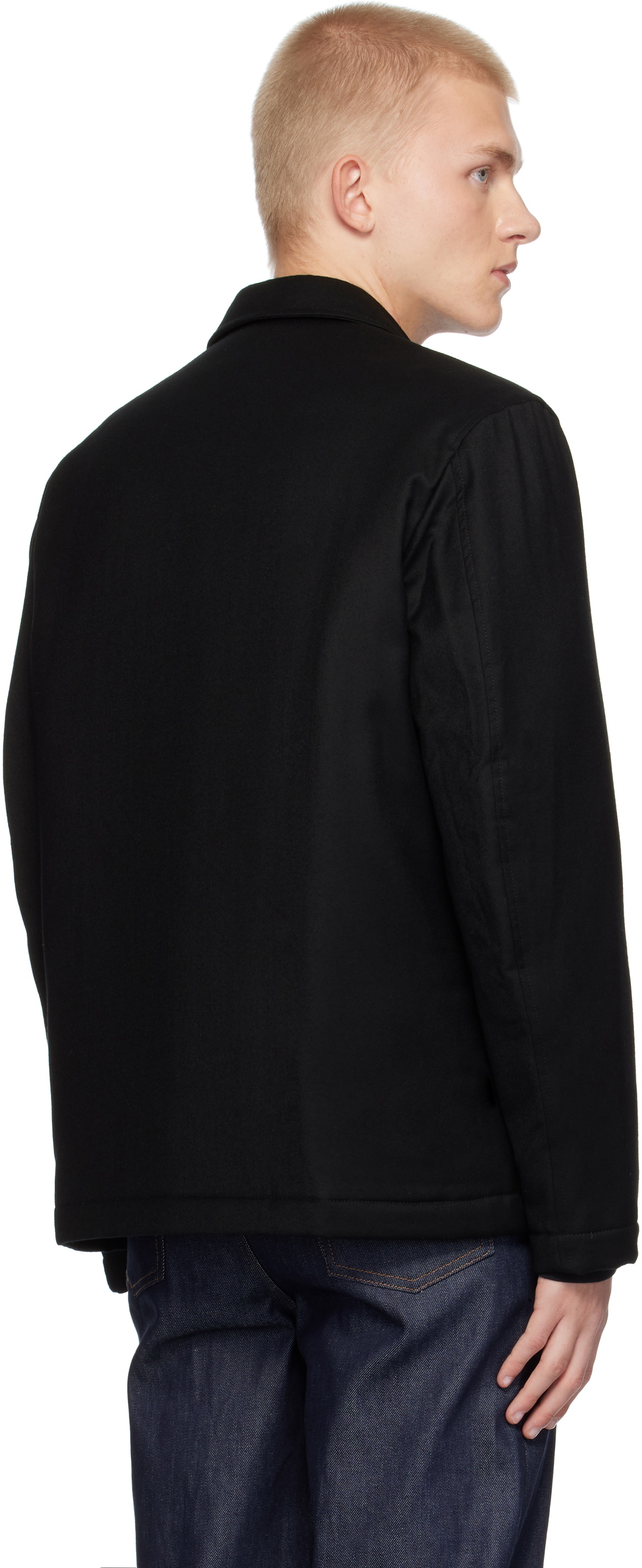 Sunspel Black Insulated Wool Jacket Sunspel