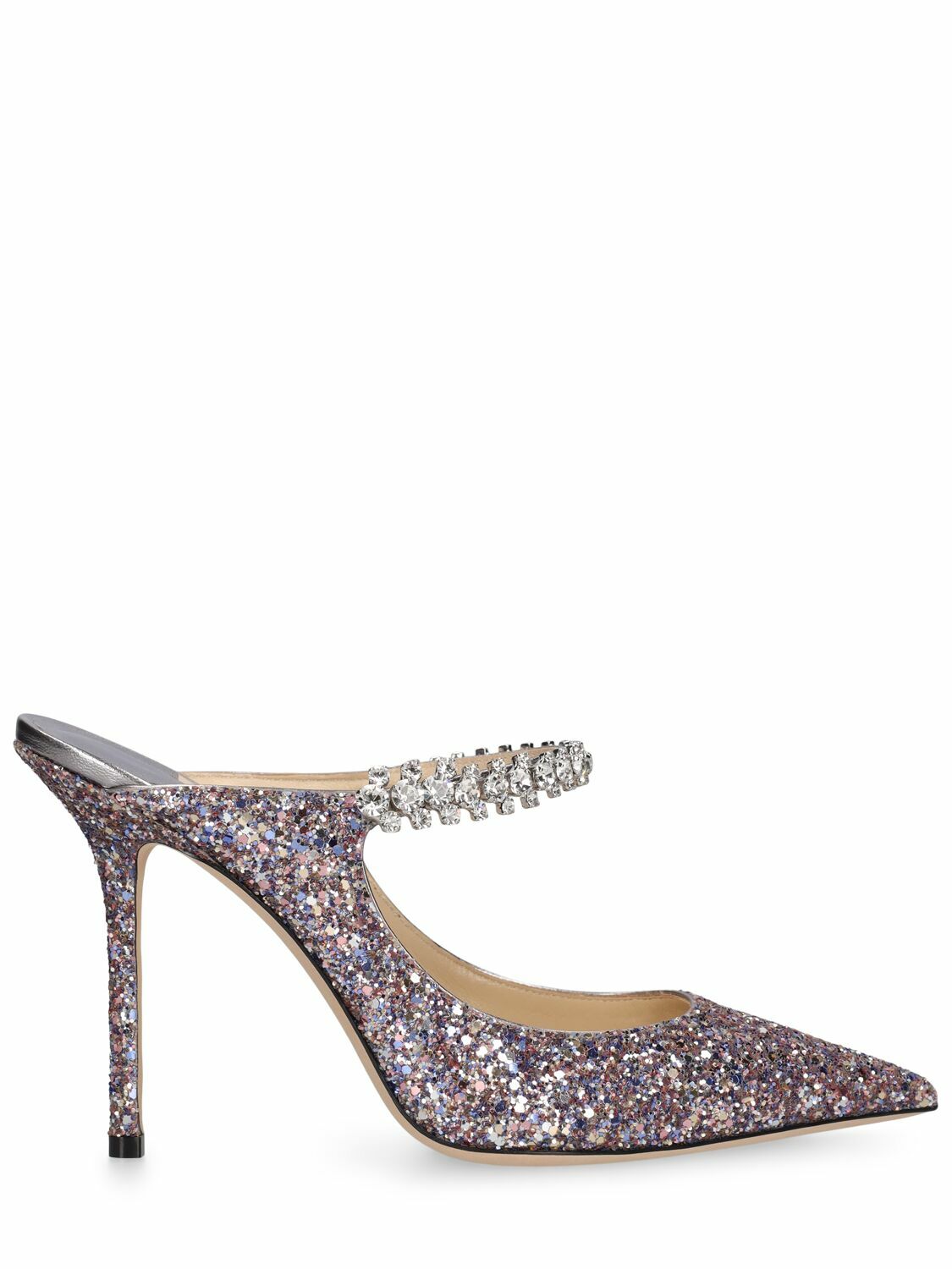 JIMMY CHOO - 100mm Bing Glittered Fabric Mules Jimmy Choo