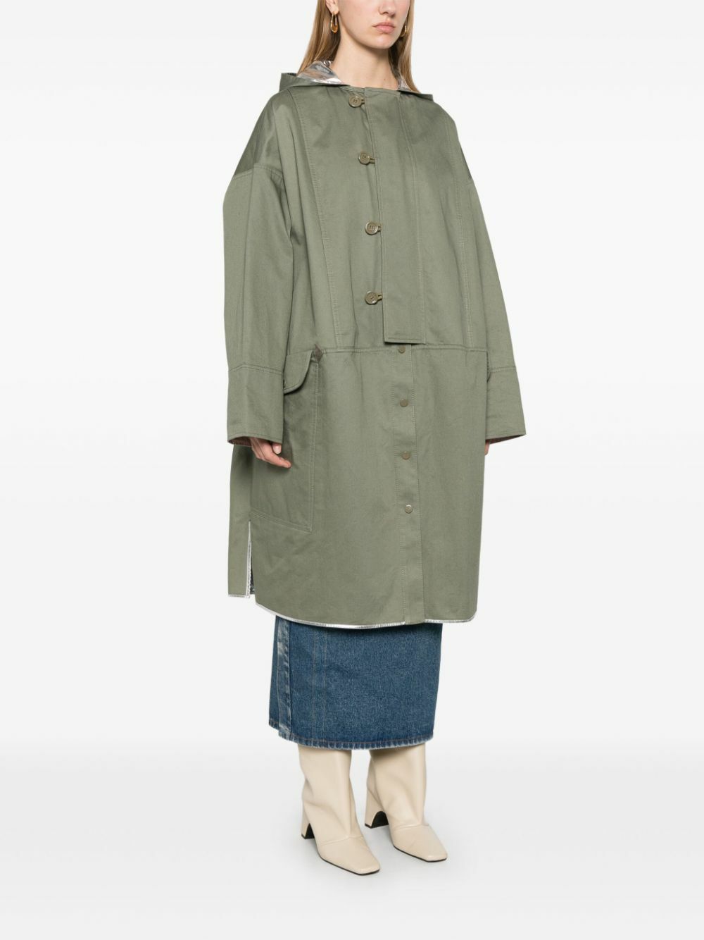 Rabanne Green Reversible Parka Coat Paco Rabanne