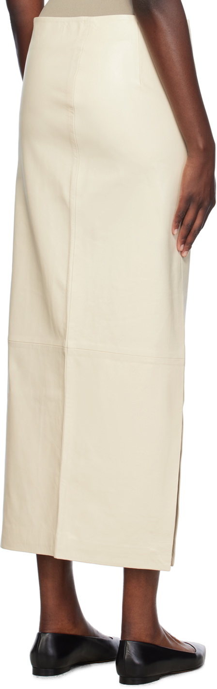 St. Agni Off-White Column Leather Maxi Skirt St. Agni