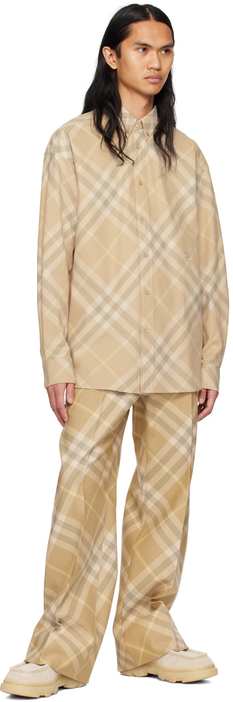 Burberry Beige Check Trousers Burberry
