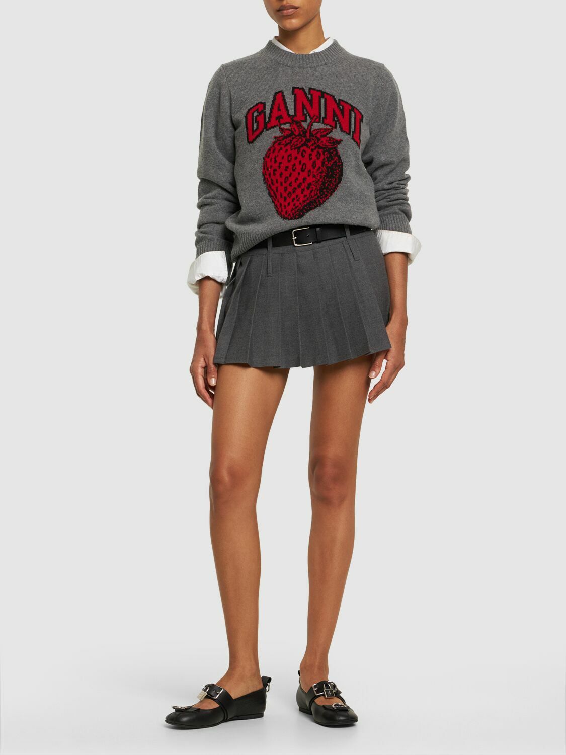 GANNI - Strawberry Logo Wool Blend Sweater GANNI