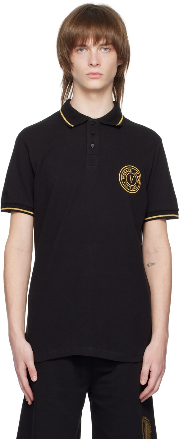 Versace Jeans Couture Black V-Emblem Polo Versace